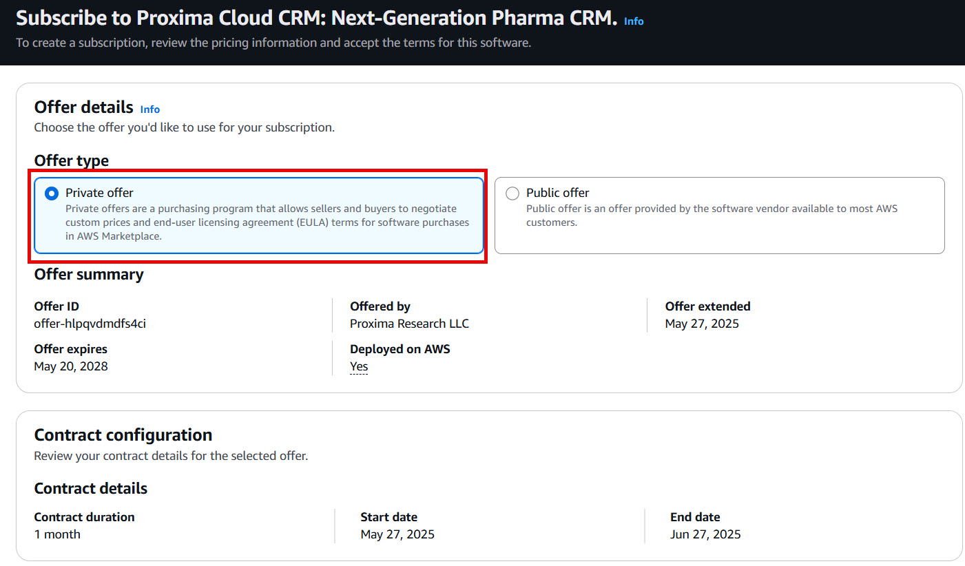 AWS Private Offer Accepting (Good Flow) – Proxima Research International